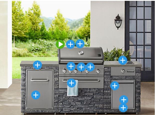 Member’s Mark SS304 Deluxe Stacked Stone 4-Burner Grill Island with ...