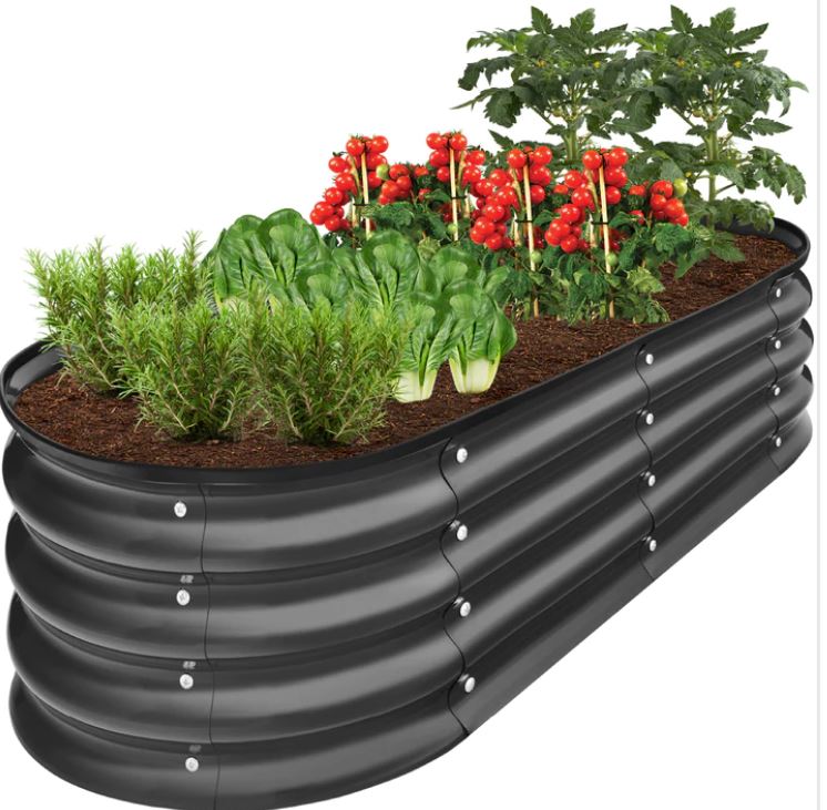 Outdoor Raised Metal Oval Garden Bed, Planter Box – 4x2x1ft ...