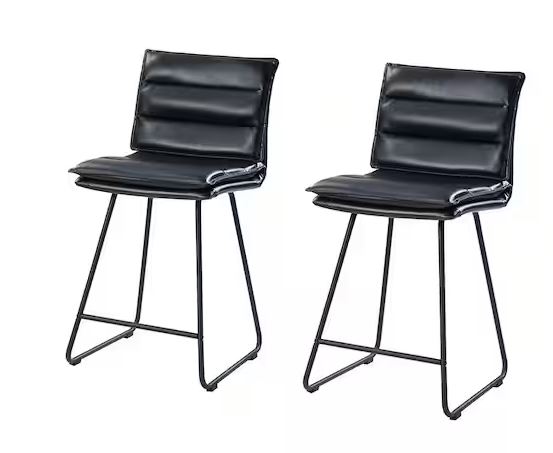 Gertrude Industrial Style Navy Faux Leather Bar and Counter Stool with ...