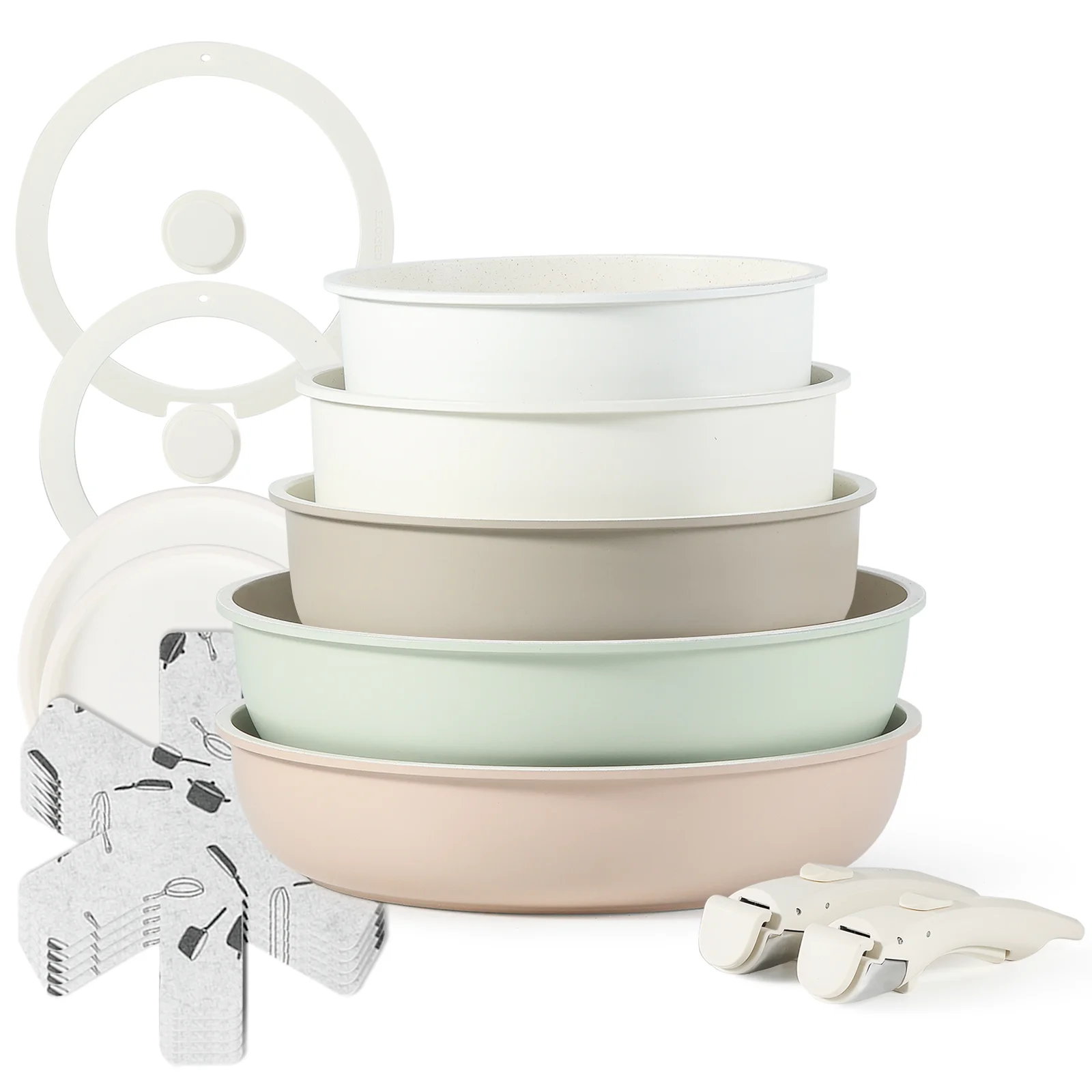 CAROTE 15pcs Pots and Pans Set, Nonstick Cookware Set Detachable Handle ...