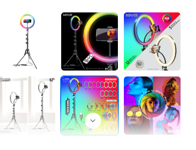 Bower 12-inch LED RGB Ring Light Studio Kit with Special Effects; Black ...