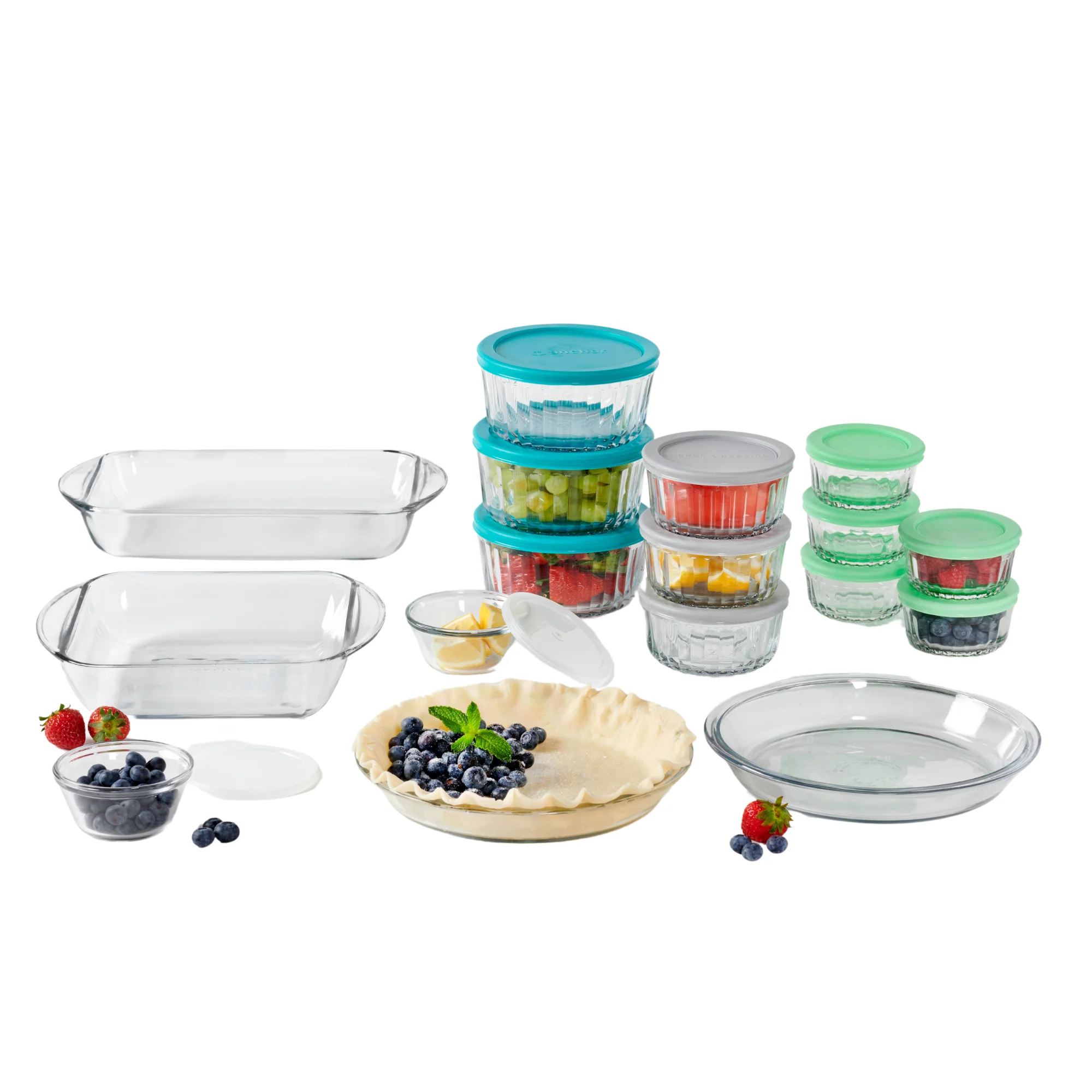 Anchor Hocking 30 Piece Glass Food Storage Containers & Glass Baking ...